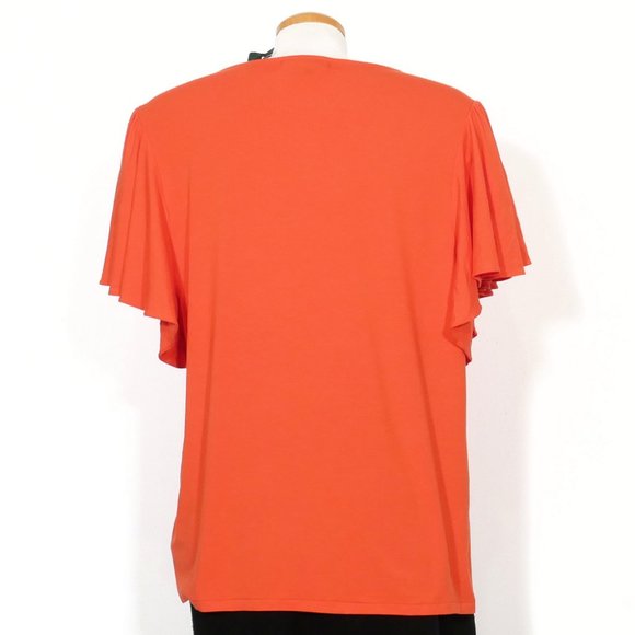 Lauren Ralph Lauren | Tops | Orange Flutter Sleeve Stretch Jersey Top X ...
